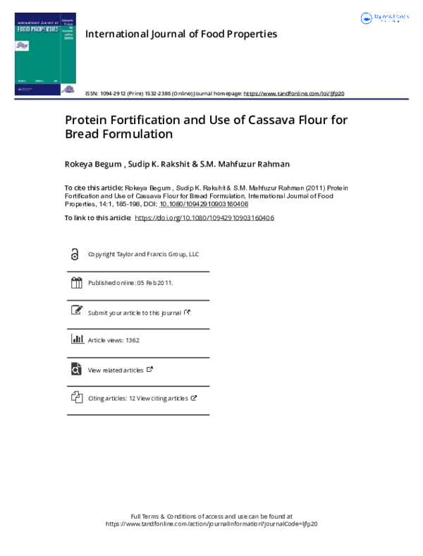 (PDF) Protein Fortification and Use of Cassava Flour for Bread Formulation