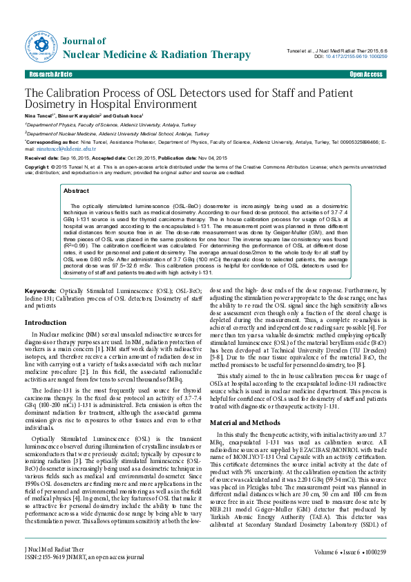 (PDF) The Calibration Process of OSL Detectors used for Staff and Patient Dosimetry in Hospital ...