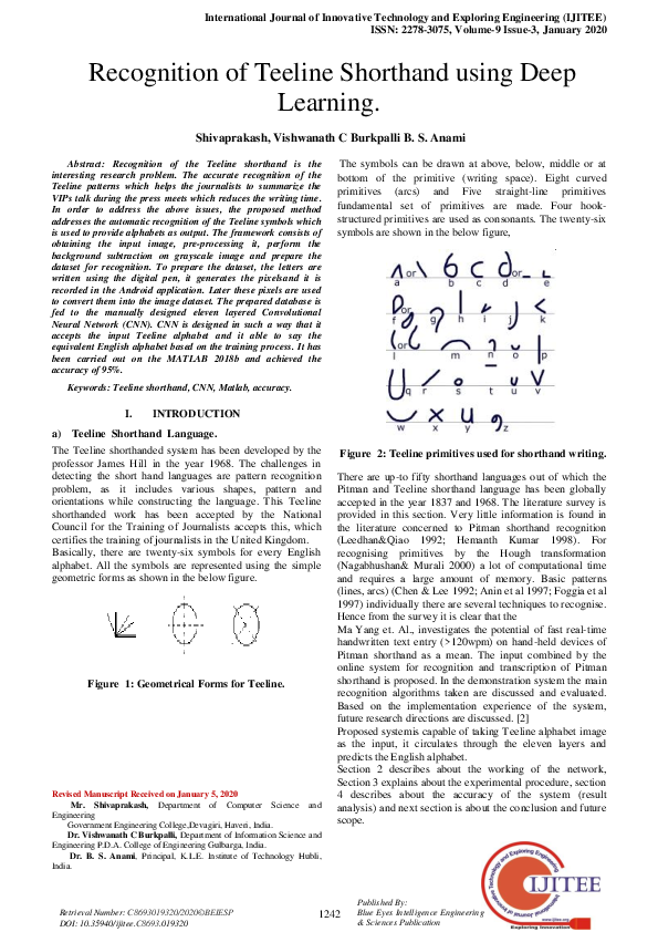 (PDF) Recognition of Teeline Shorthand using Deep Learning | Vishwanath ...