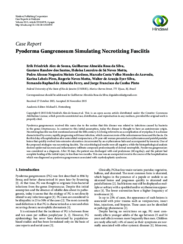 (PDF) Pyoderma Gangrenosum Simulating Necrotizing Fasciitis