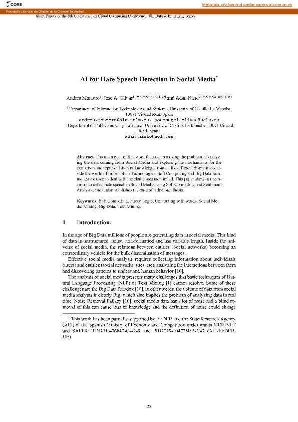 Pdf Ai For Hate Speech Detection In Social Media