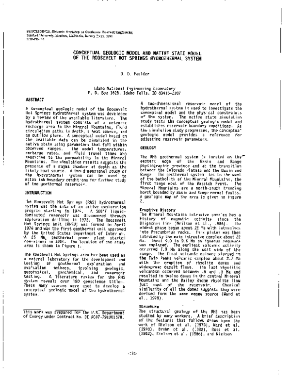 (PDF) Conceptual geologic model and native state model of the Roosevelt ...