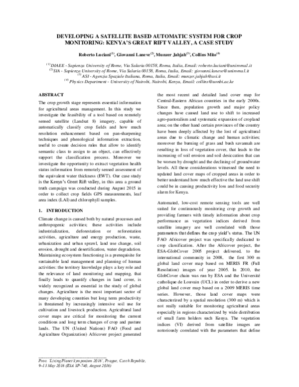 (PDF) Developing a Satellite Based Automatic System for Crop 021,725,1* .(1