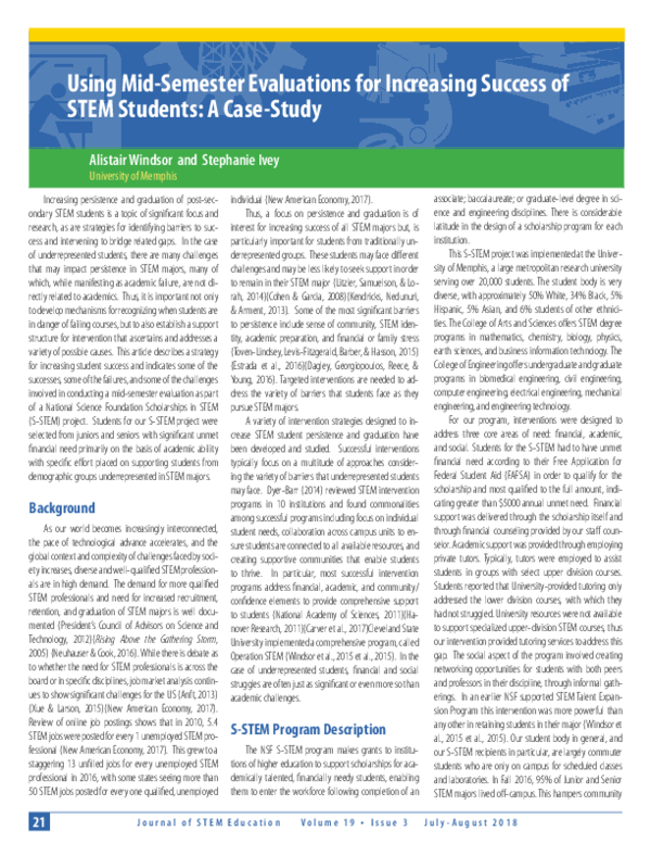 (PDF) Using Mid-Semester Evaluations for Increasing Success of STEM ...