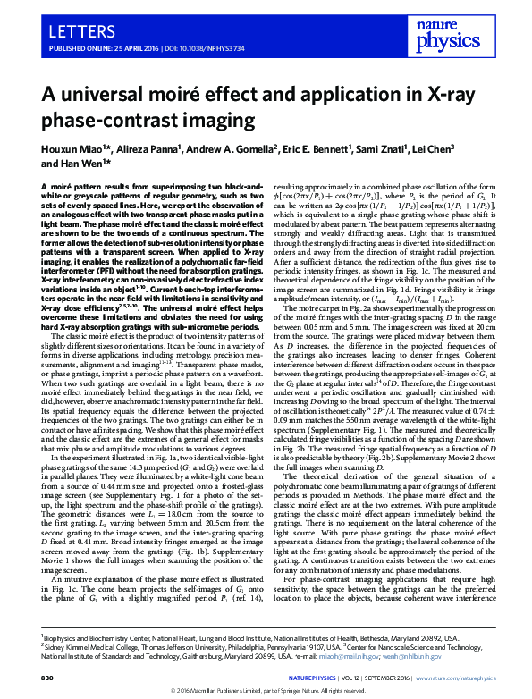 (PDF) A Universal Moiré Effect and Application in X-Ray Phase-Contrast ...