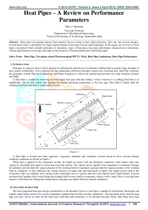 (PDF) Heat Pipes – A Review on Performance Parameters