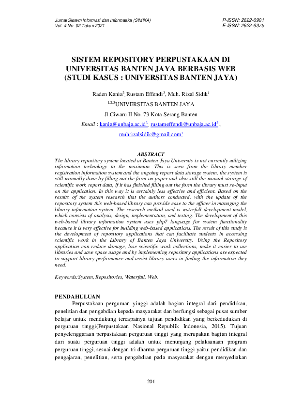 (PDF) Sistem Repository Perpustakaan Pada Universitas Banten Jaya ...