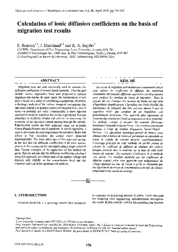 (PDF) Calculation of ionic diffusion coefficients on the basis of ...