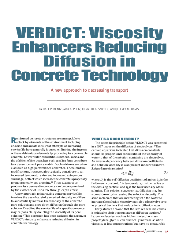 (PDF) VERDiCT: Viscosity Enhancers Reducing Diffusion in Concrete ...