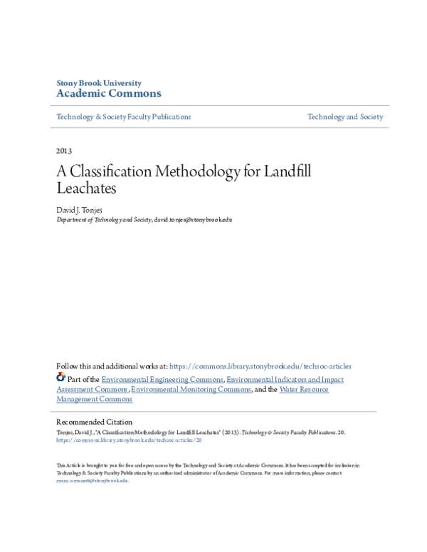 (PDF) A Classification Methodology for Landfill