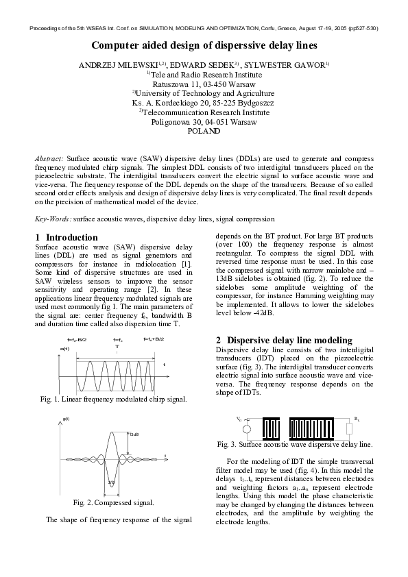 (PDF) Computer aided design of disperssive delay lines