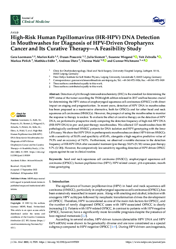 (PDF) High-Risk Human Papillomavirus (HR-HPV) DNA Detection in ...