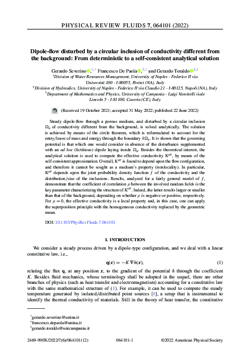 (PDF) Dipole-flow disturbed by a circular inclusion of conductivity ...