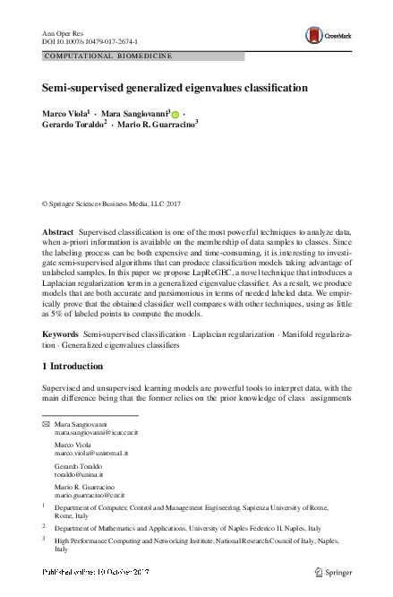 (PDF) Semi-supervised generalized eigenvalues classification