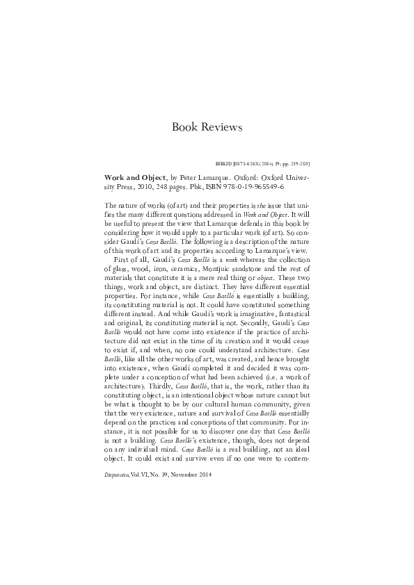 (PDF) Work and Object