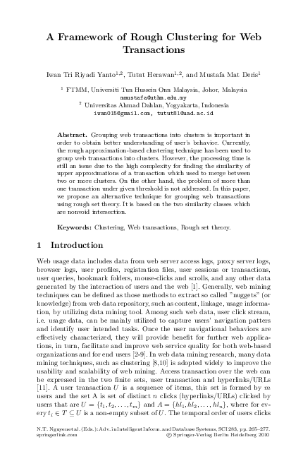 (PDF) A Framework of Rough Clustering for Web Transactions
