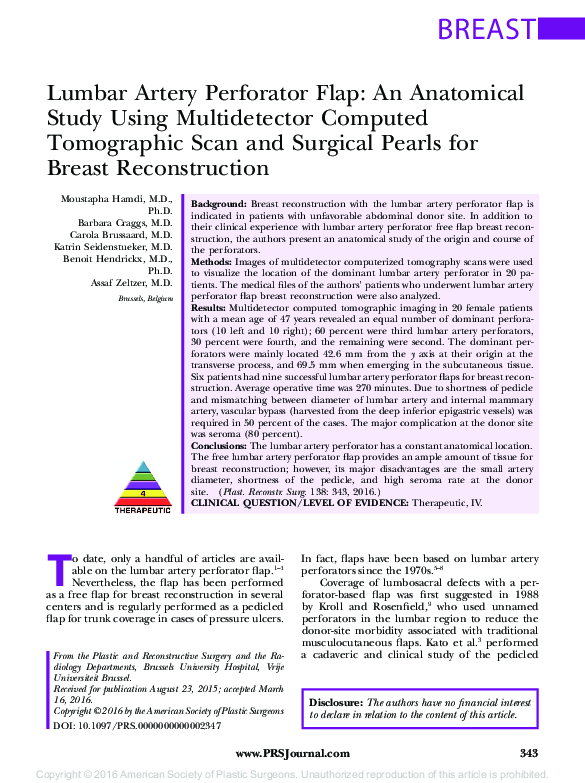 (PDF) The Lumbar Artery Perforator Flap