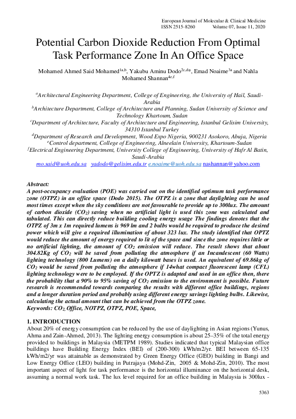 (PDF) Potential Carbon Dioxide Reduction From Optimal Task Performance ...