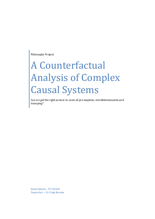(PDF) A Counterfactual Analysis of Complex Causal Systems
