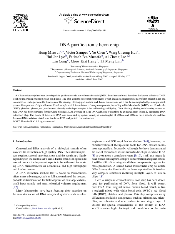 (PDF) DNA purification silicon chip