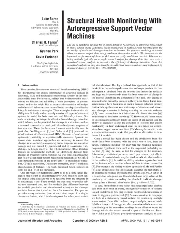 (PDF) Structural Health Monitoring With Autoregressive Support Vector Machines