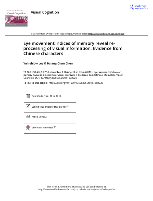 (PDF) Eye movement indices of memory reveal reprocessing of visual information: Evidence from ...