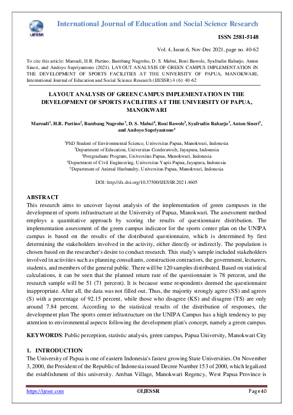(PDF) Layout Analysis of Green Campus Implementation in the Development of Sports Facilities at ...