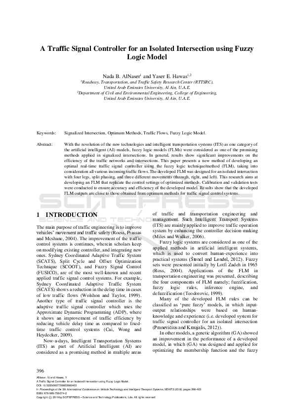 (PDF) A Traffic Signal Controller for an Isolated Intersection using Fuzzy Logic Model