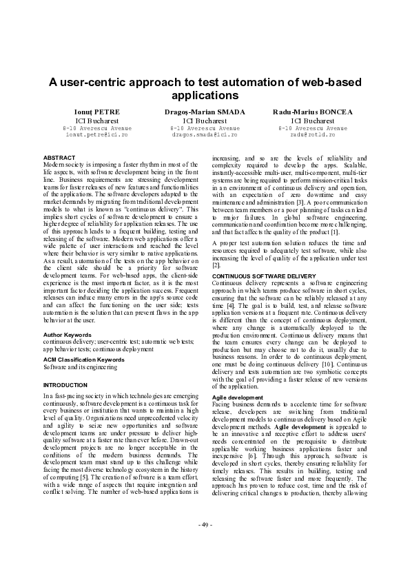 Pdf A User Centric Approach To Test Automation Of Web Based Applications
