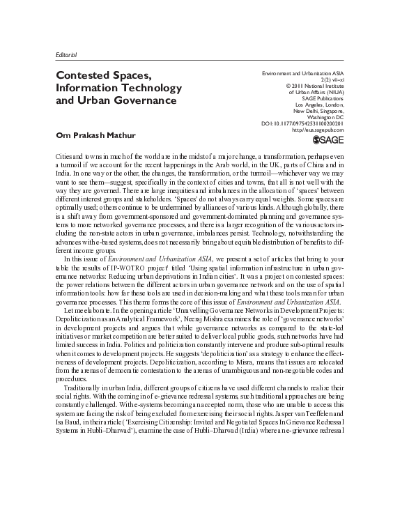 (PDF) Contested Spaces, Information Technology and Urban Governance ...