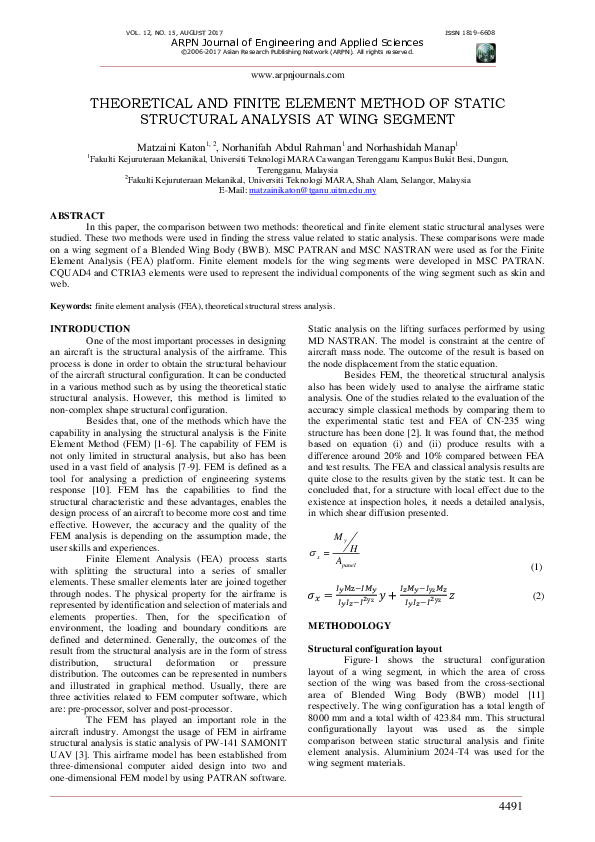 Pdf Theoretical And Finite Element Method Of Static Structural