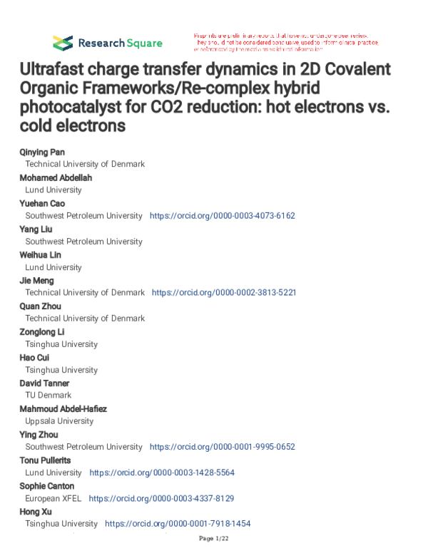 (PDF) Ultrafast charge transfer dynamics in 2D Covalent Organic ...