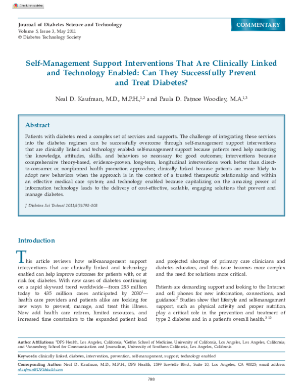 (PDF) Self-Management Support Interventions That are Clinically Linked ...