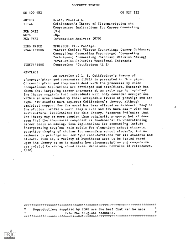 (PDF) Gottfredson's Theory of Circumscription and Compromise ...