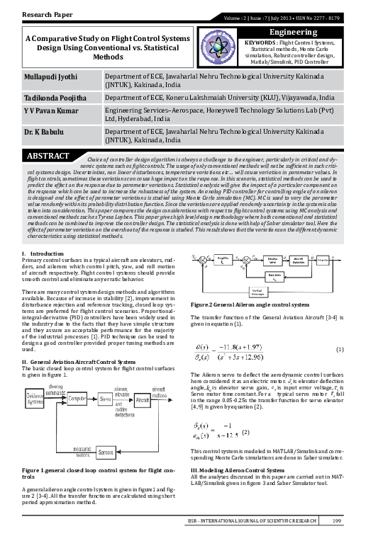 (PDF) A Comparative Study on Flight Control Systems Design Using Conventional vs. Statistical ...