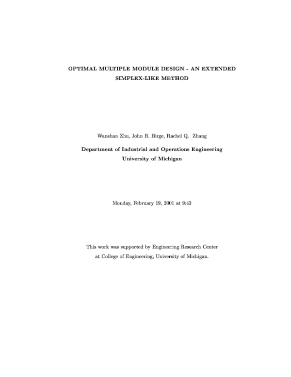 (PDF) Optimal Multiple Module Design - An Extended Simplex-like Method ...