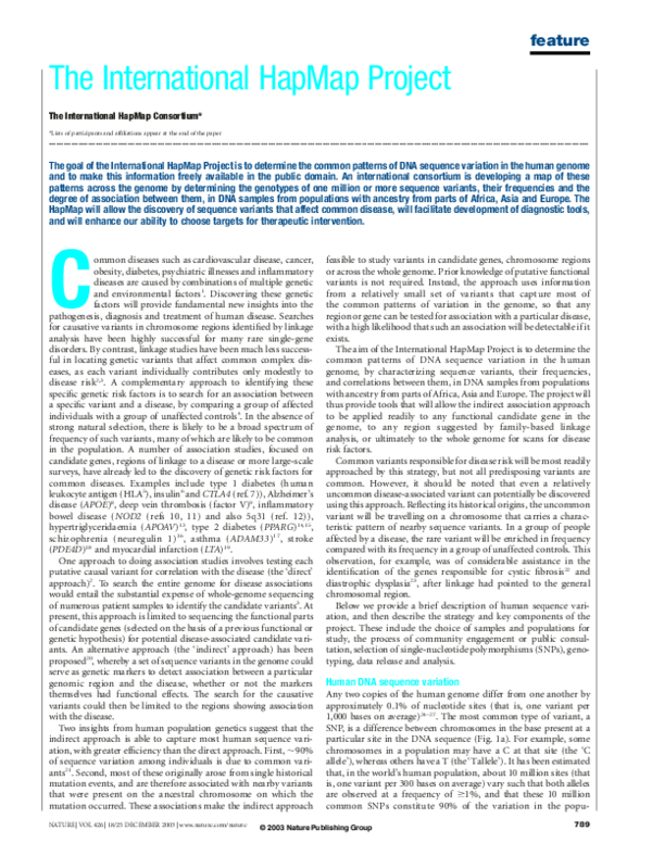 (PDF) The International HapMap Project