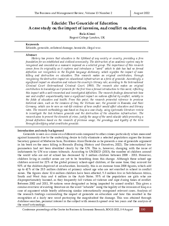 (PDF) Educide: The Genocide of Education A case study on the impact of ...