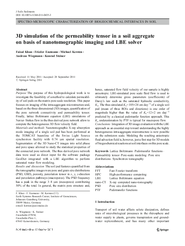 (PDF) 3D simulation of the permeability tensor in a soil aggregate on basis of nanotomographic ...