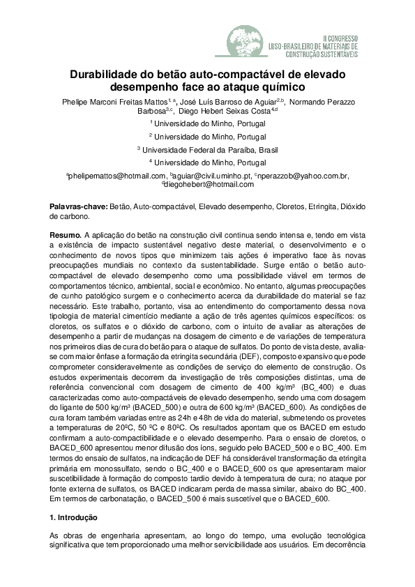 (PDF) Durabilidade do betão auto-compactável de elevado desempenho face ...