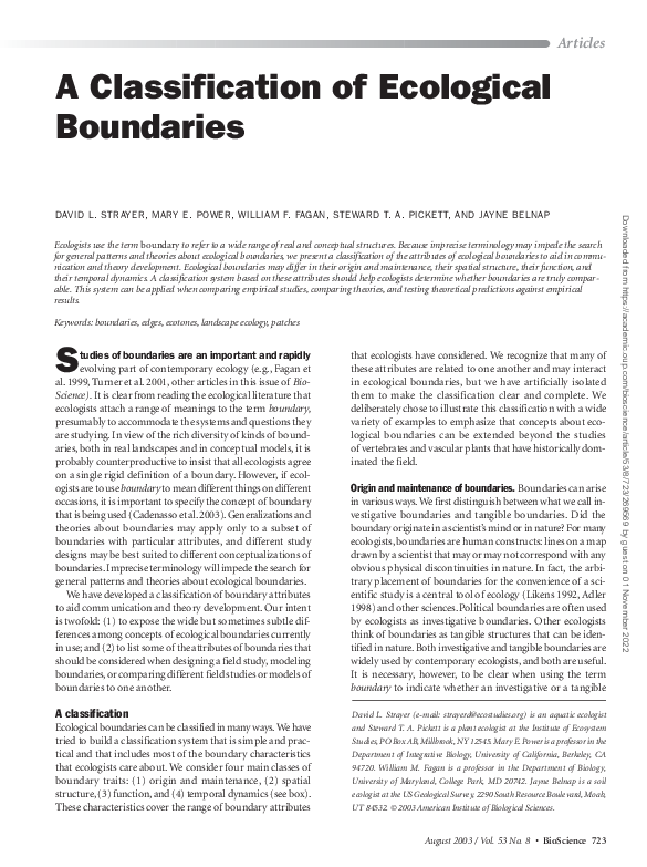 (PDF) A Classification of Ecological Boundaries