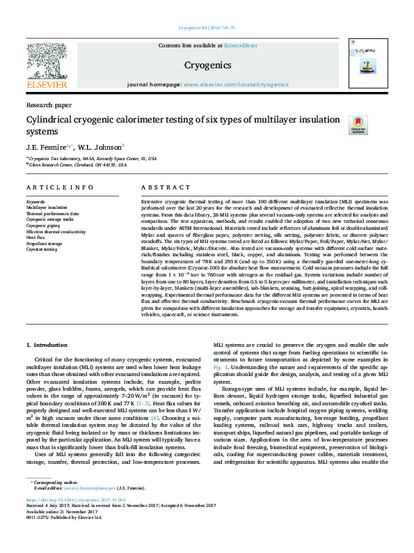 (PDF) Cylindrical cryogenic calorimeter testing of six types of ...