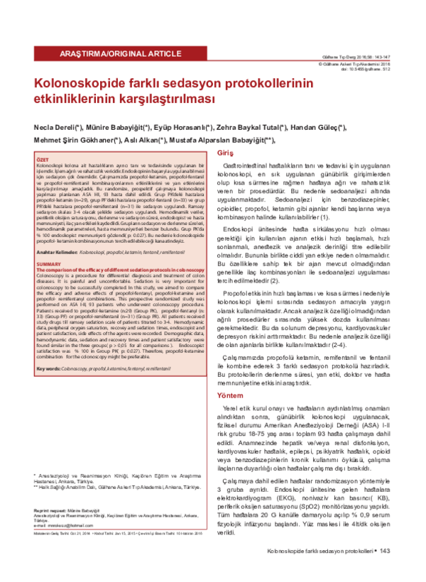 (PDF) The Comparison of the Efficacy of Different Sedation Protocols in ...