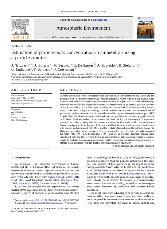 (PDF) Estimation of particle mass concentration in ambient air using a ...