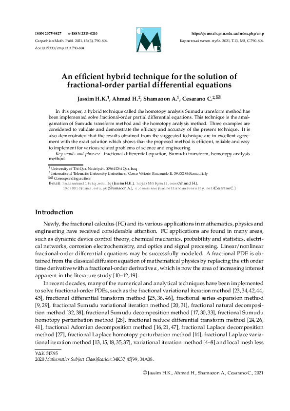 An efficient hybrid technique for the solution of fractional-order ...