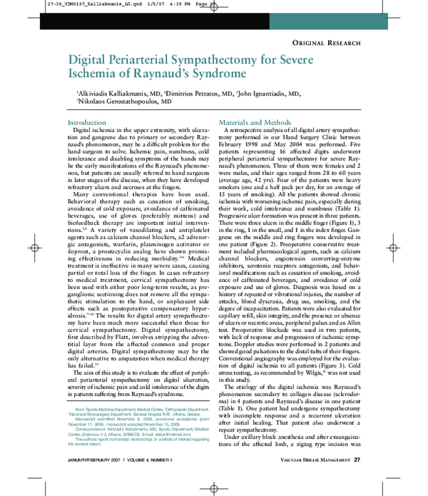 (PDF) Digital Periarterial Sympathectomy for Severe Ischemia of Raynaud ...