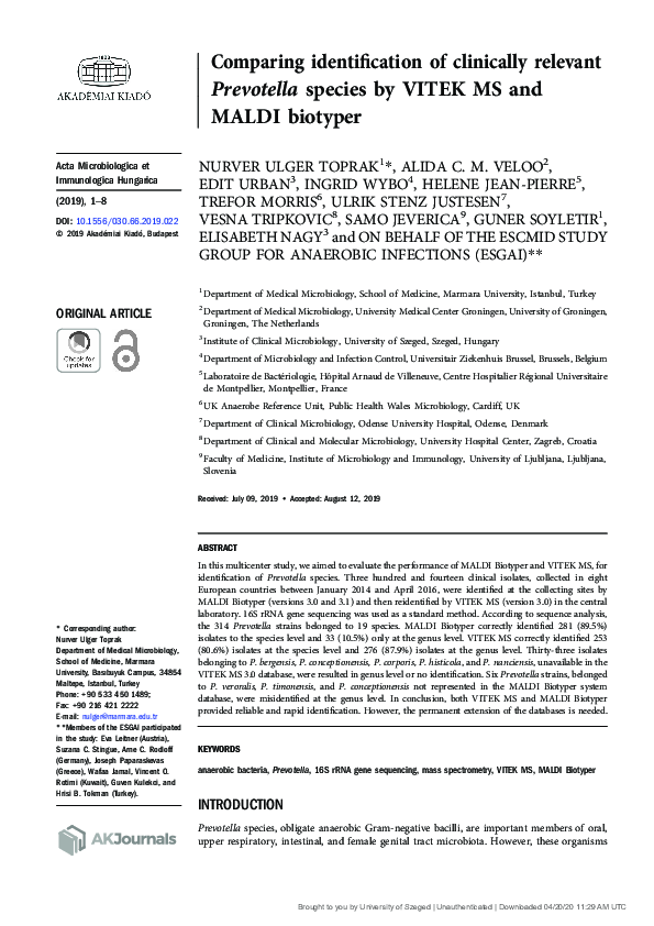 (PDF) Comparing identification of clinically relevant Prevotella ...
