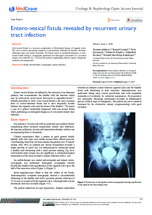 (PDF) Entero-vesical fistula revealed by recurrent urinary tract infection