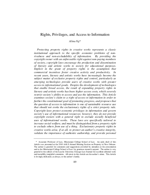 (PDF) Rights, Privileges and Access to Information