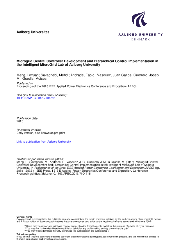 (PDF) Microgrid central controller development and hierarchical control ...